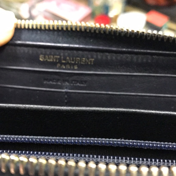 Yves Saint Laurent | Bags | Ysl Zip Around Wallet With Gold Hardware ...
